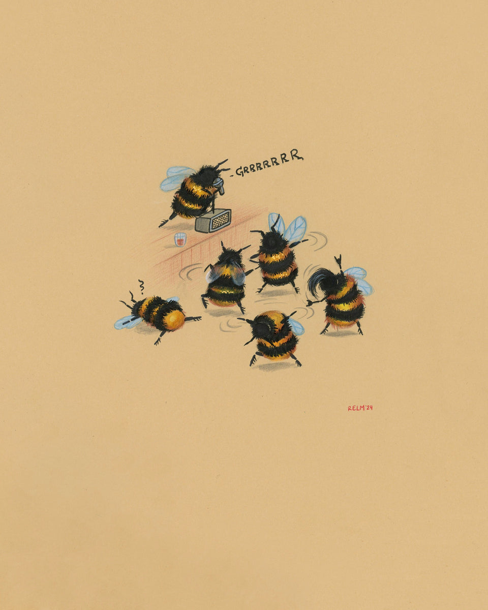 ‘Moshpit Bees’ Original Drawing – Relm Artist