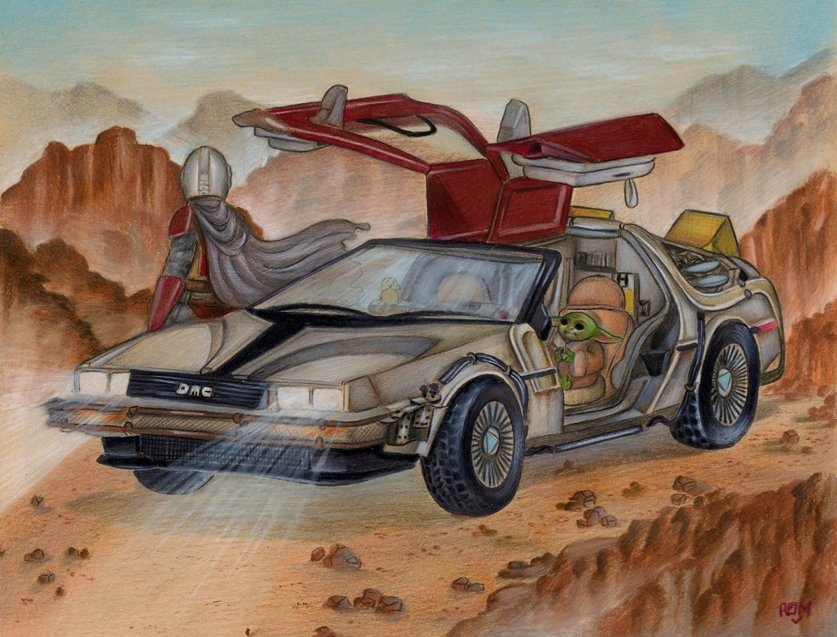 'Man-DeLorean' Original Drawing – Relm Artist